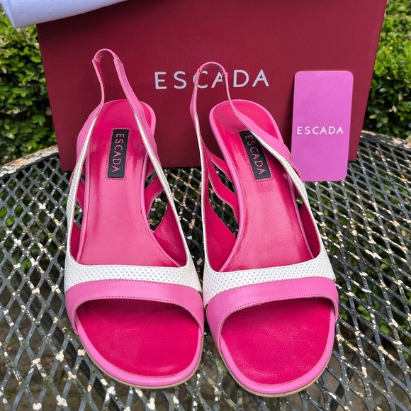 Escada | Shoes | Escada Pink And White Slingback Sandals | Poshmark